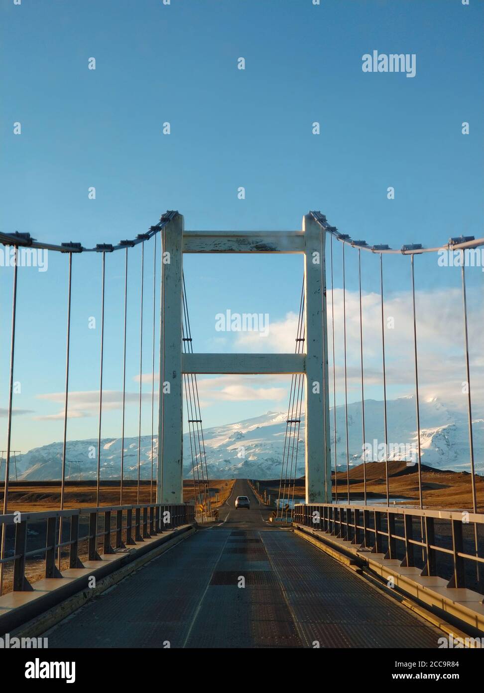 Jokulsarlon glacier lagoon bridge in Iceland at golden hour Stock Photo ...