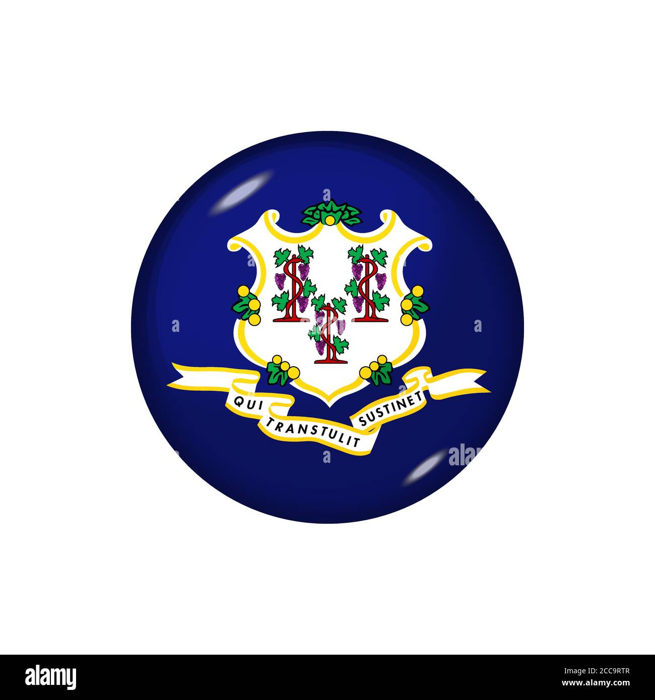 Icon flag of Connecticut . Round glossy flag. Vector illustration. EPS ...