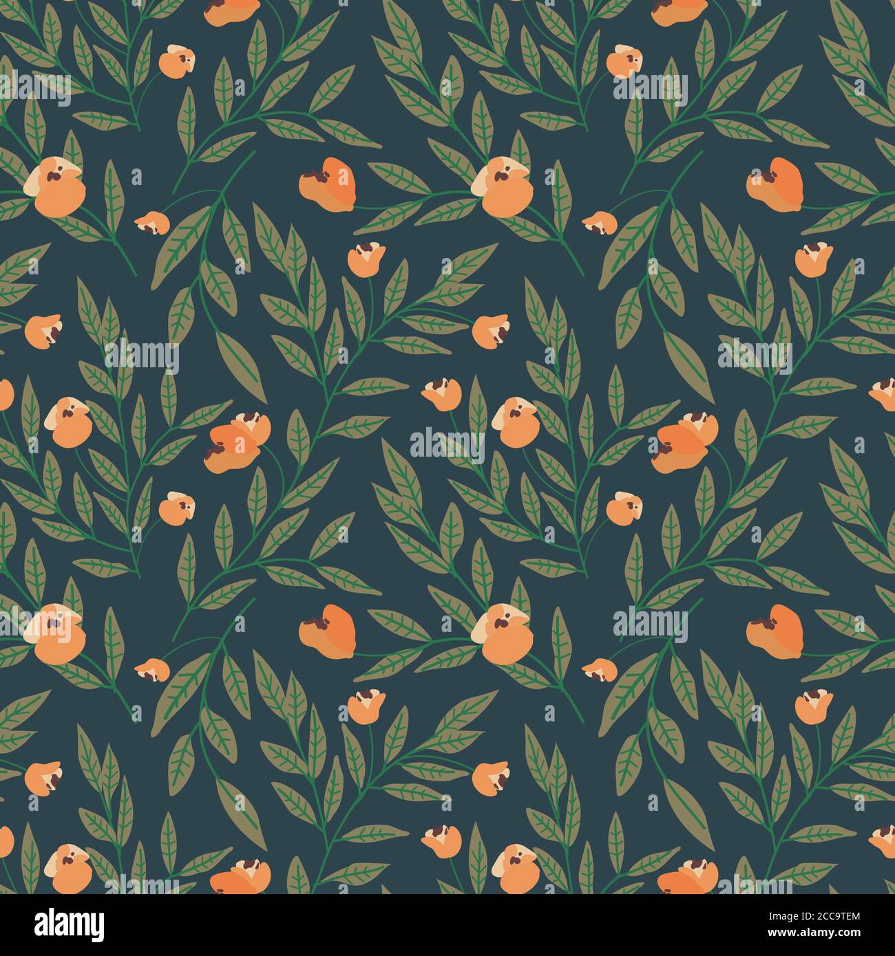 Dark Green Floral Pattern