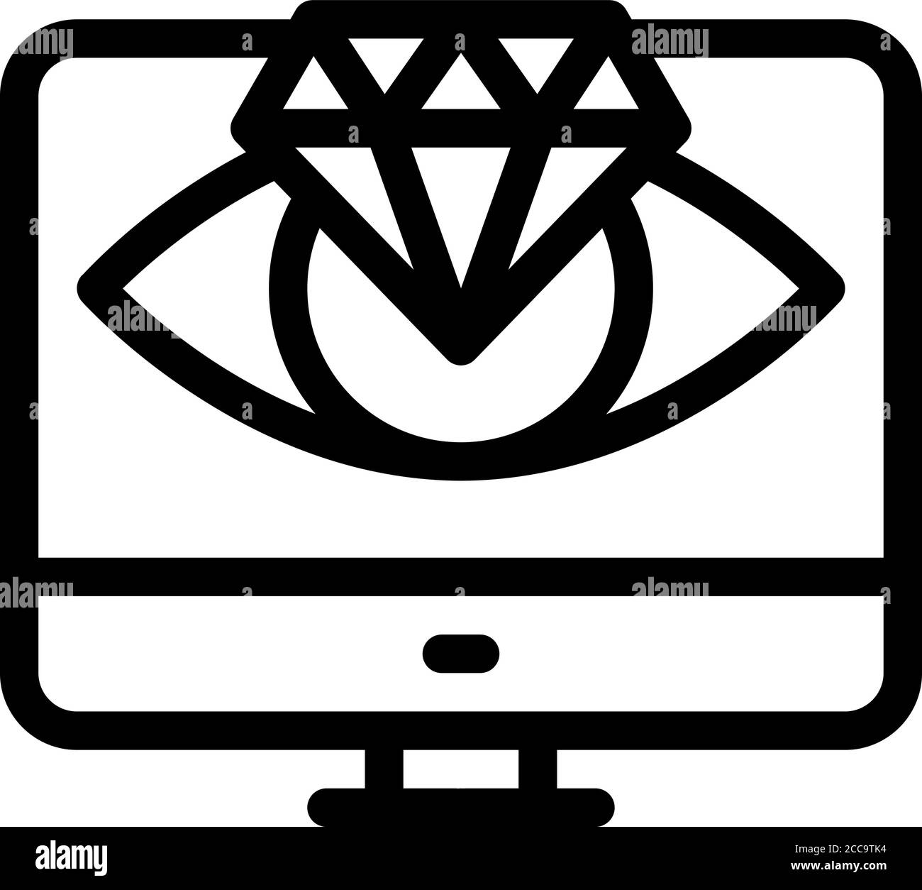 diamond vision computer screen icon vector outline illustration Stock ...