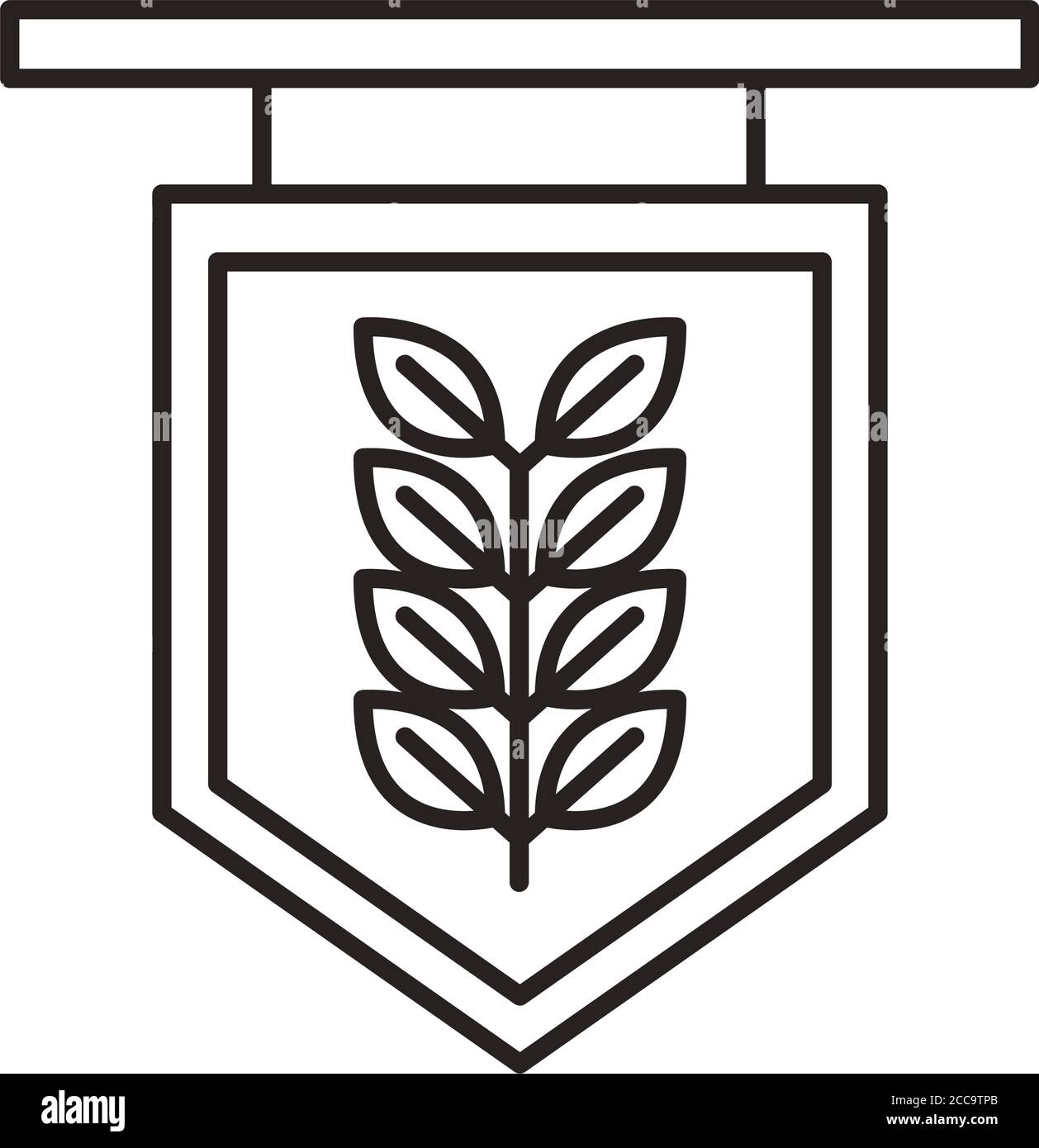 label with barley branch oktoberfest line style icon vector ...