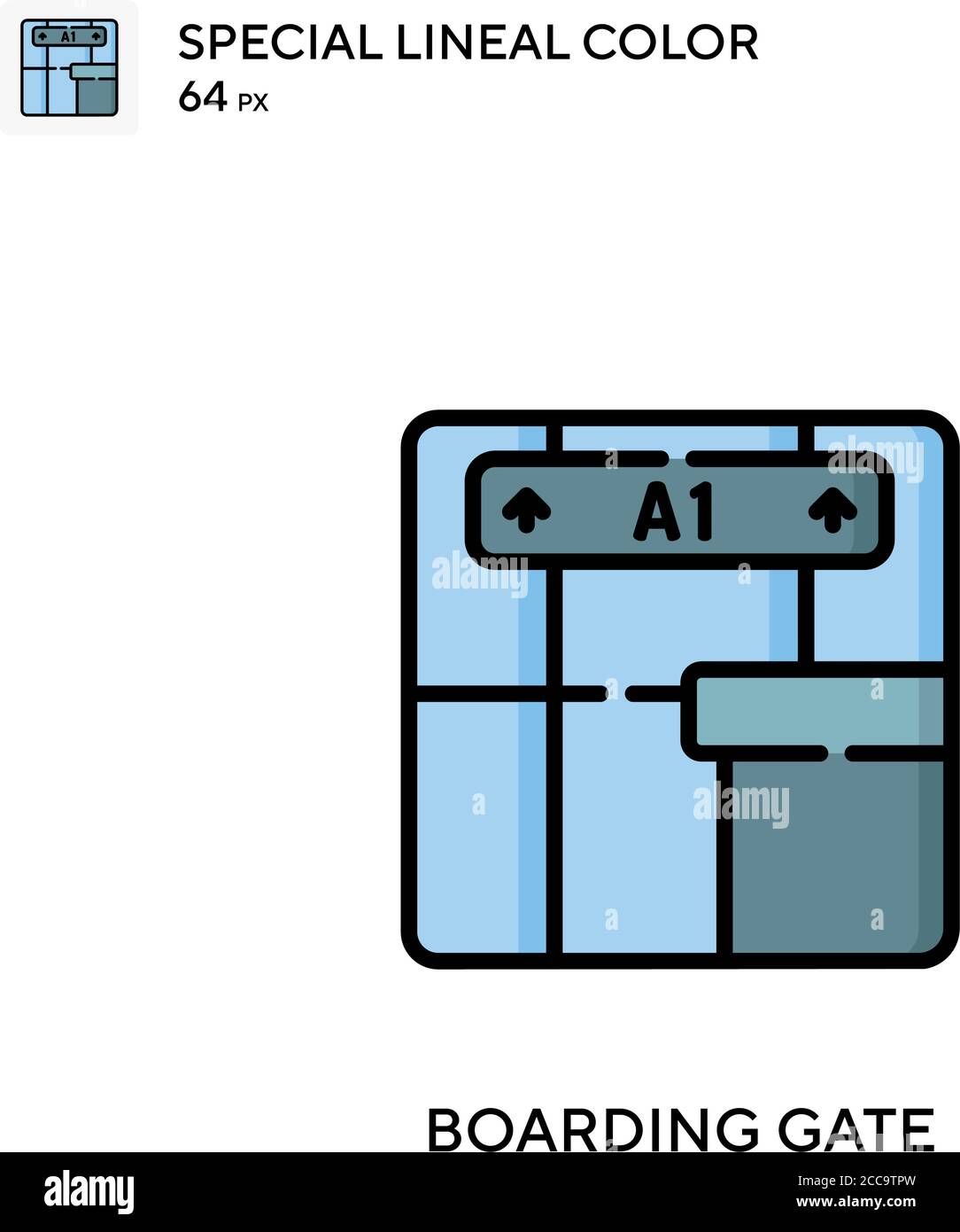 Boarding gate Special lineal color vector icon. Illustration symbol design template for web ...