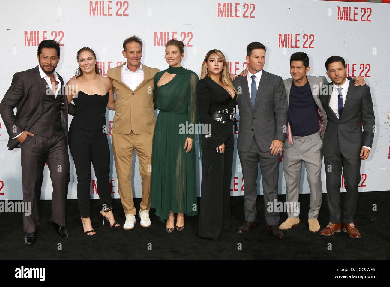 LOS ANGELES - AUG 9: Sam Medina, Ronda Rousey, Peter Berg, Lauren Cohan ...