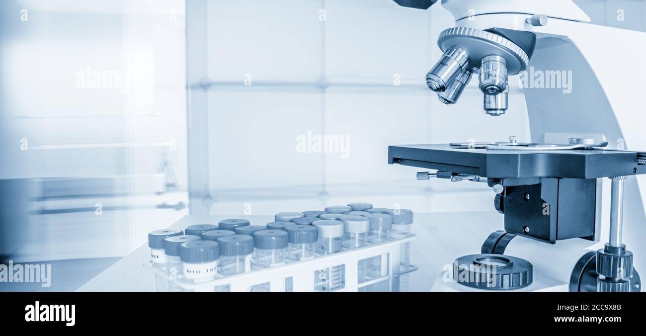 laboratory, microscope for chemistry biology test samples, examining ...
