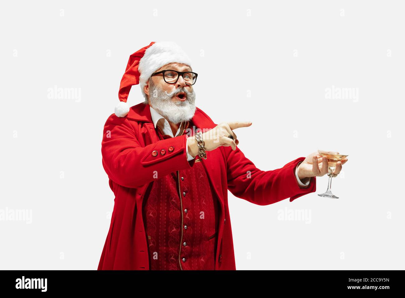Santa Drinking Champagne