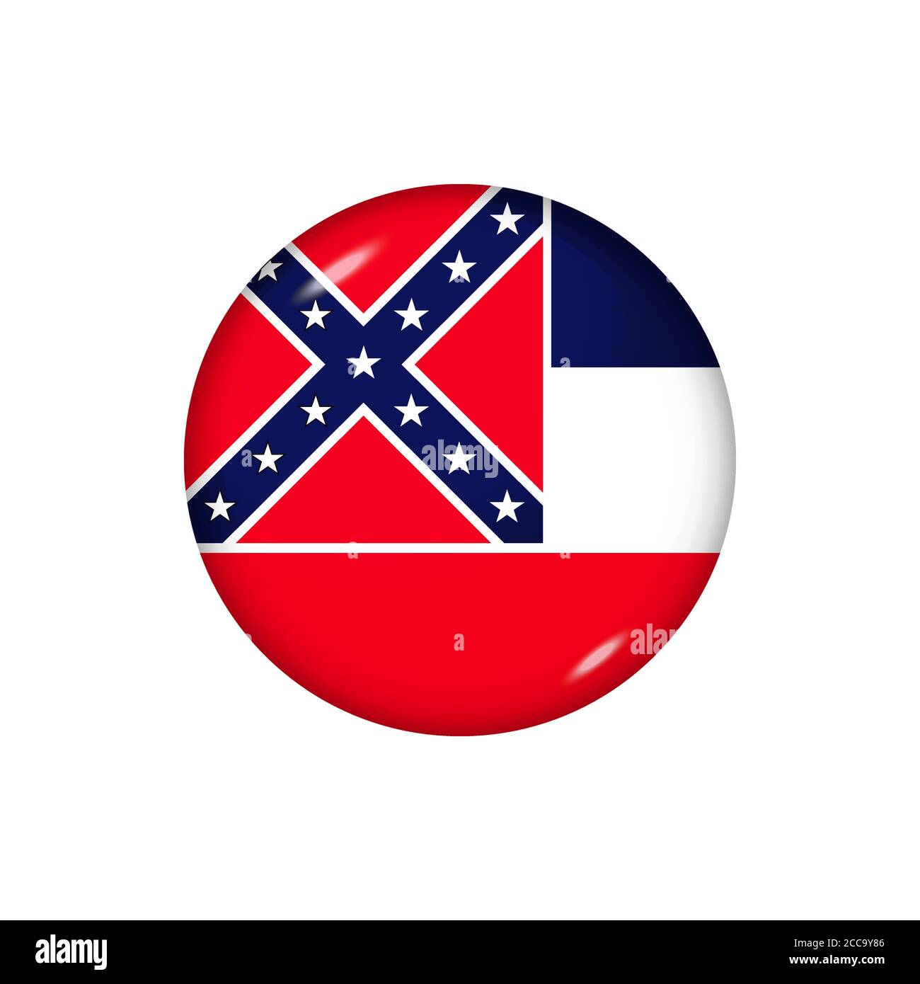 Icon flag of Mississippi . Round glossy flag. Vector illustration. EPS ...