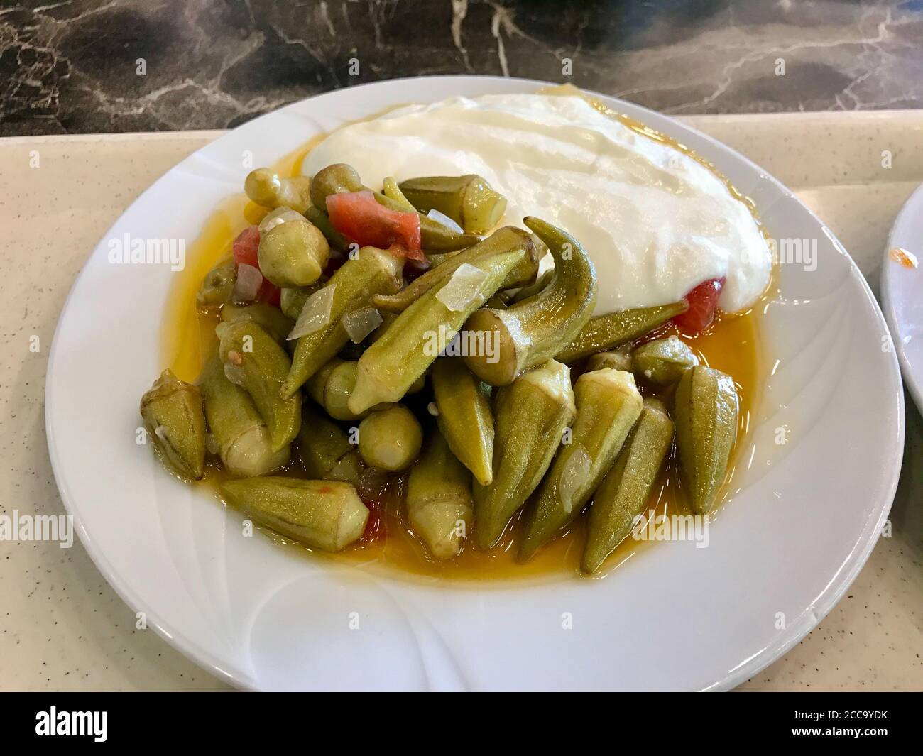 Traditional Healthy Organic Turkish Food Okra with Yogurt / Yoghurt and ...