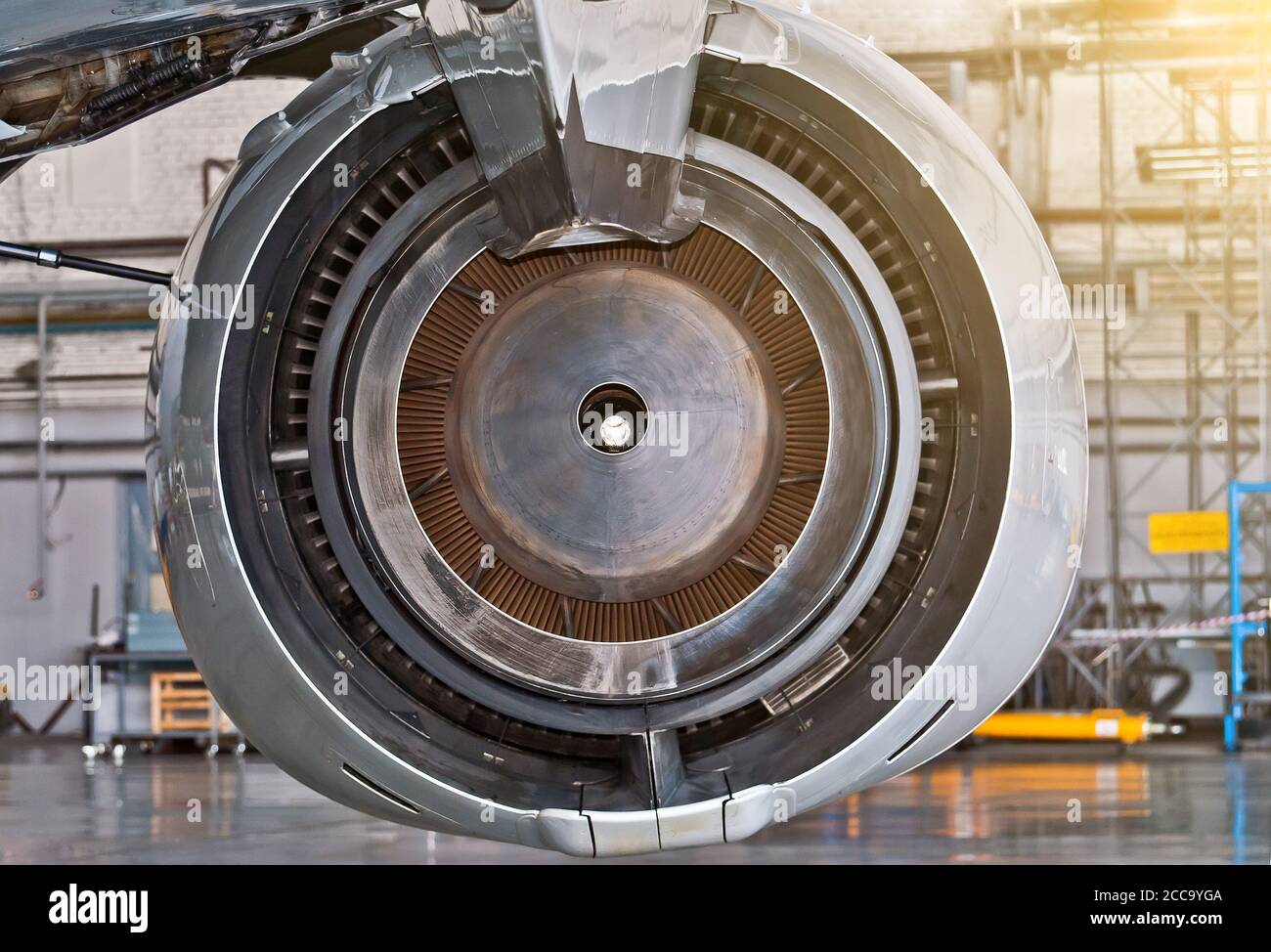Engine of the airplane under heavy maintenance Stock Photo - Alamy