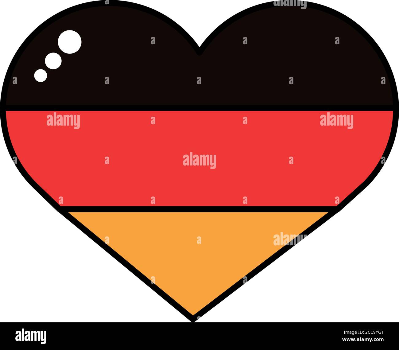 heart with germany flag oktoberfest line and fill style icon vector ...