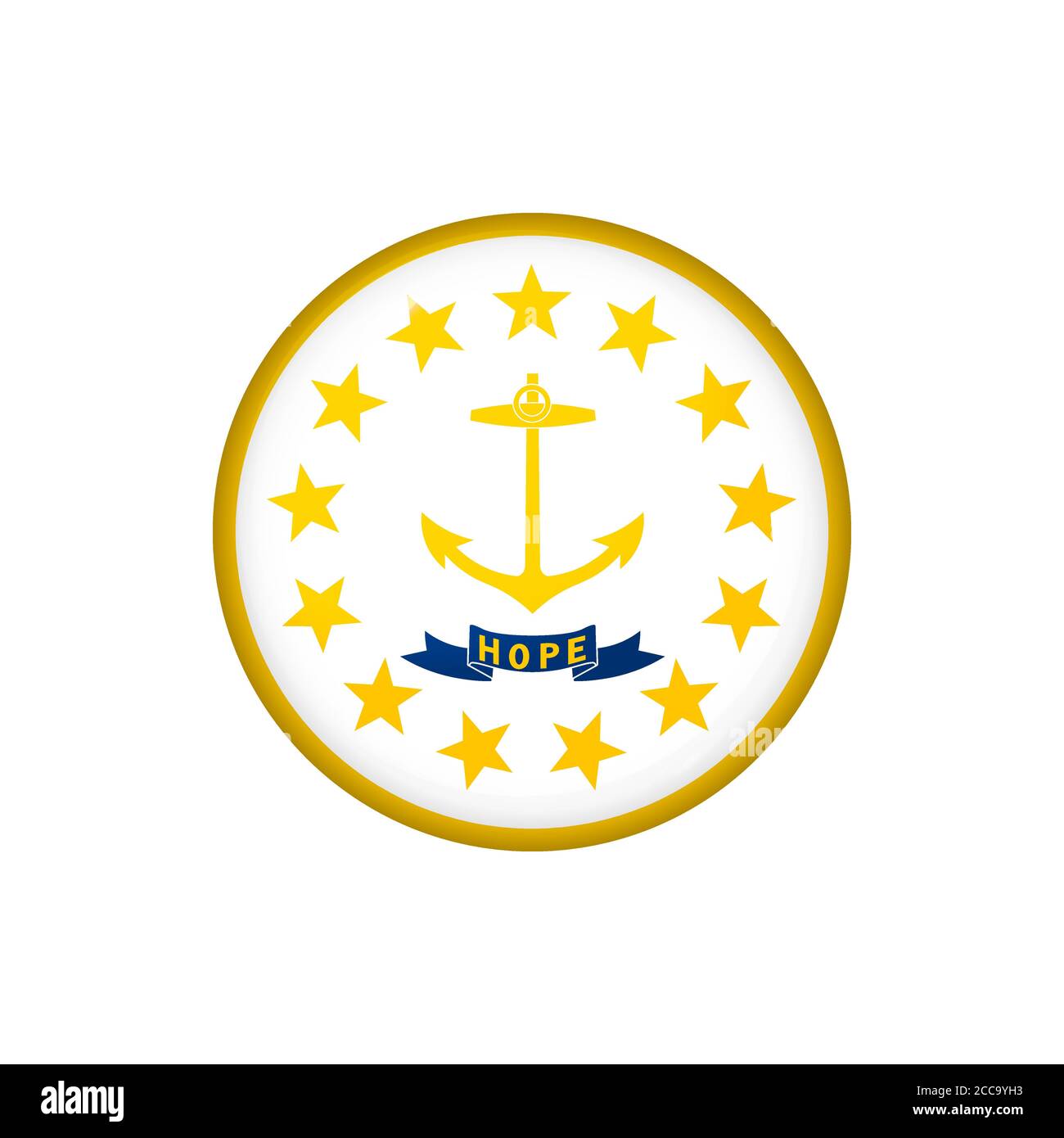 Icon flag of Rhode Island . Round glossy flag. Vector illustration. EPS ...