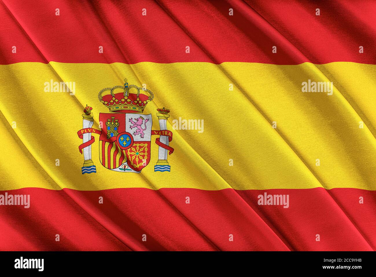 Colorful Spain flag waving in the wind Stock Photo - Alamy