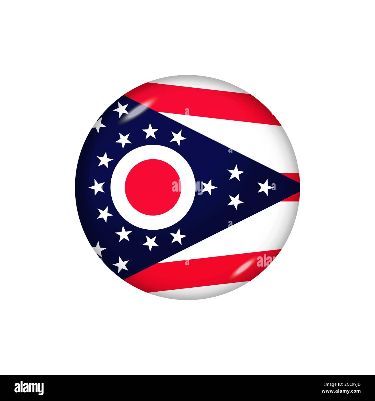 Icon flag of Ohio . Round glossy flag. Vector illustration. EPS 10 ...