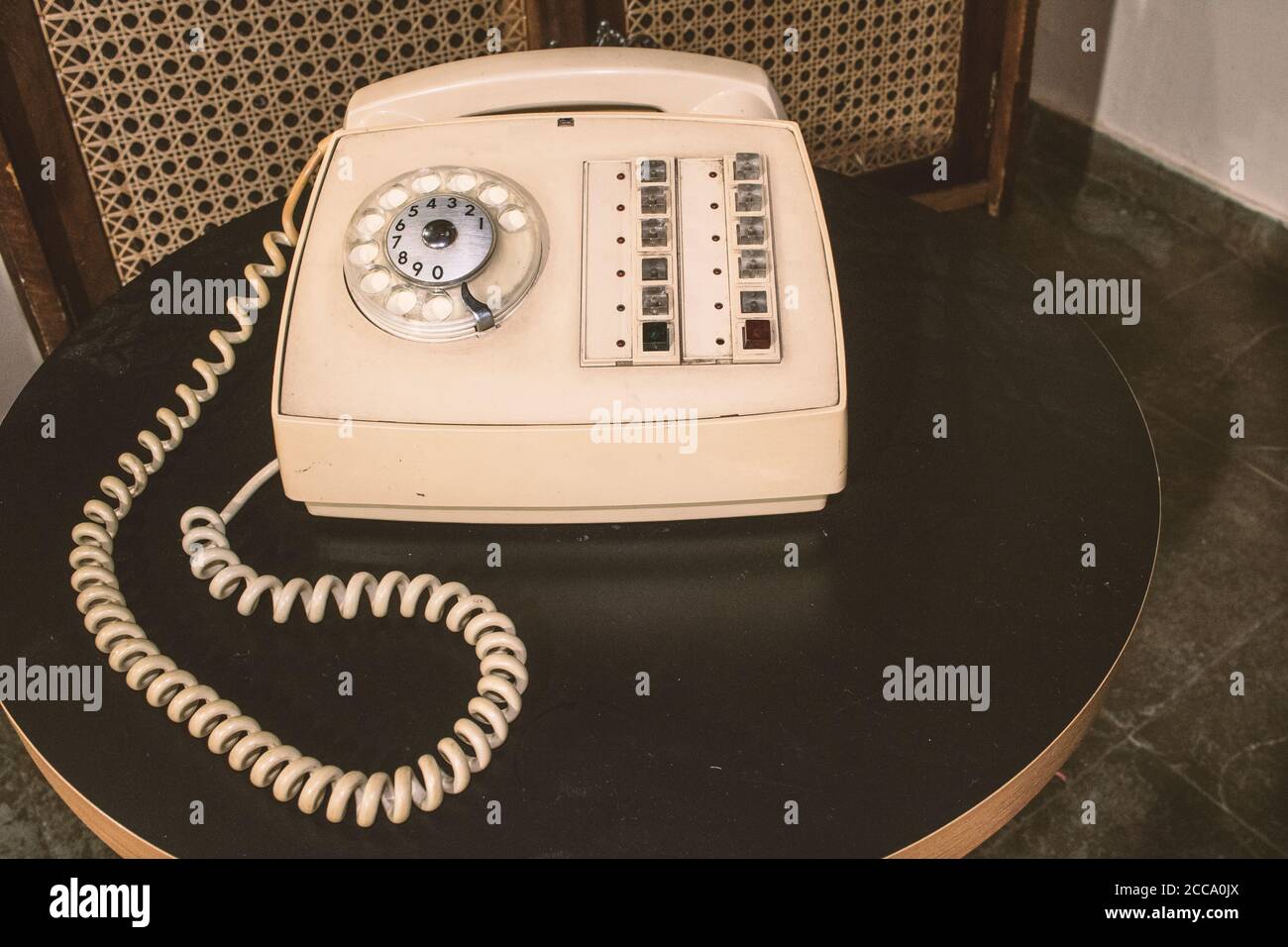 Old Beige phone retro concept image Stock Photo - Alamy