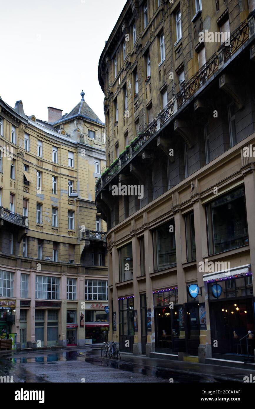 Through the streets of Budapest on a damp and rainy day Stock Photo - Alamy