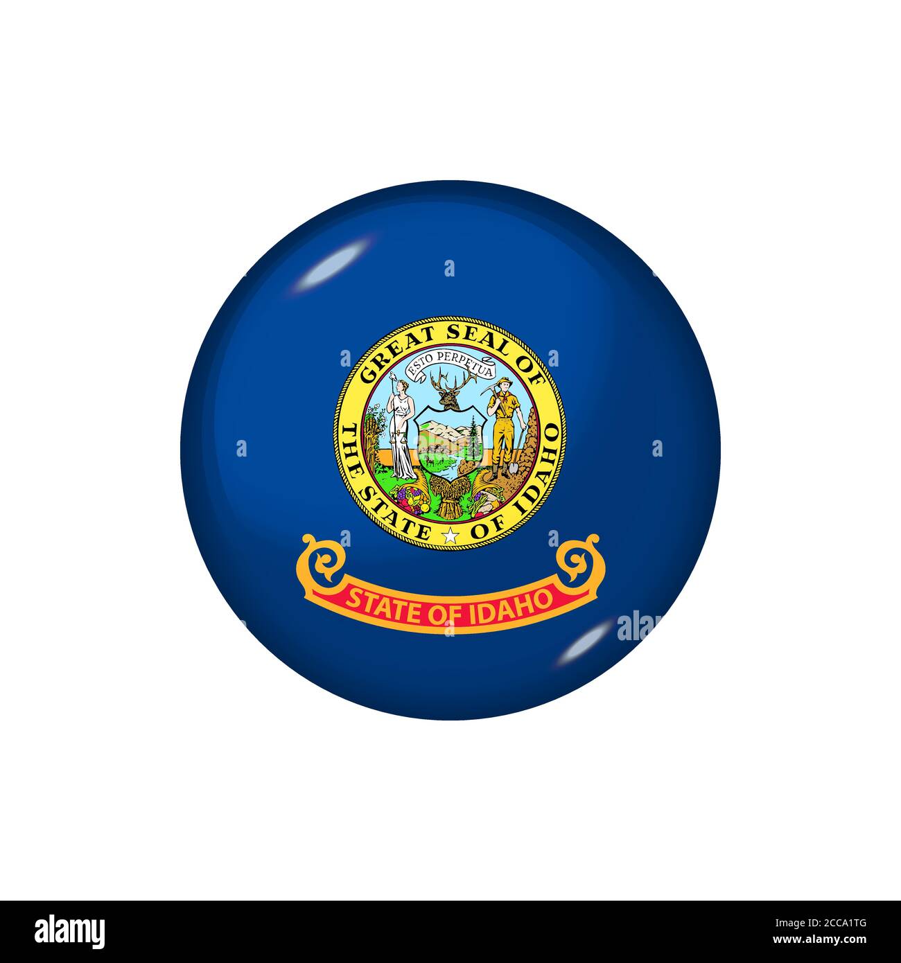 Icon flag of Idaho . Round glossy flag. Vector illustration. EPS 10 ...