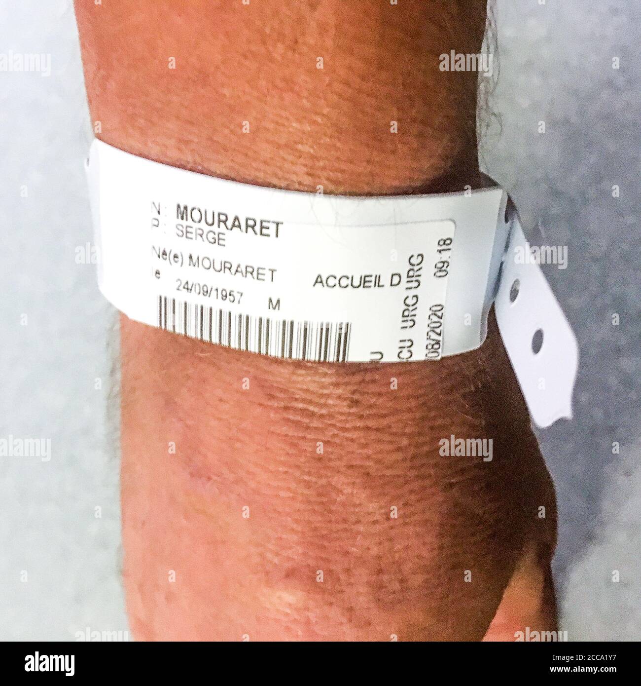 Wearing an Identification bracelet, French hospital, Lyon, France Stock ...