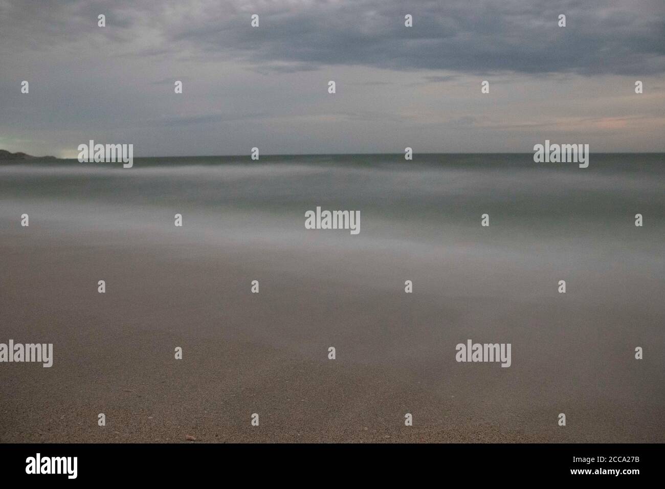 Desert and beach of San Nicolas, Sonora, during the night and early ...