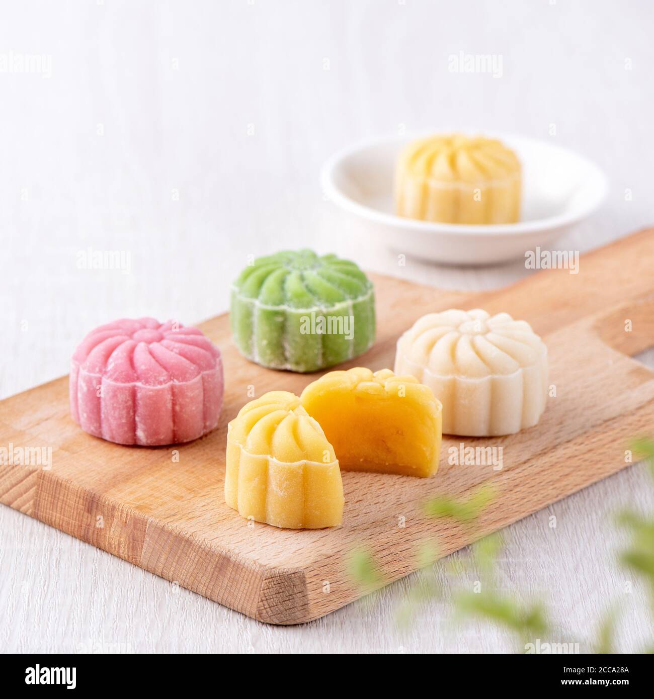Colorful snow skin moon cake, sweet snowy mooncake, traditional savory ...