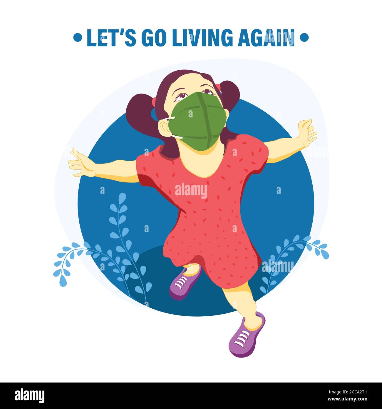 Let’s Go Living Again, A Girl Come with New Normal Stock Vector Image ...