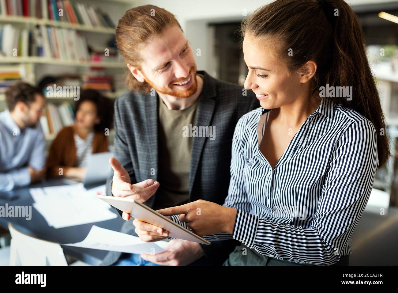 Creative managers crew working with new startup project in office. Team ...