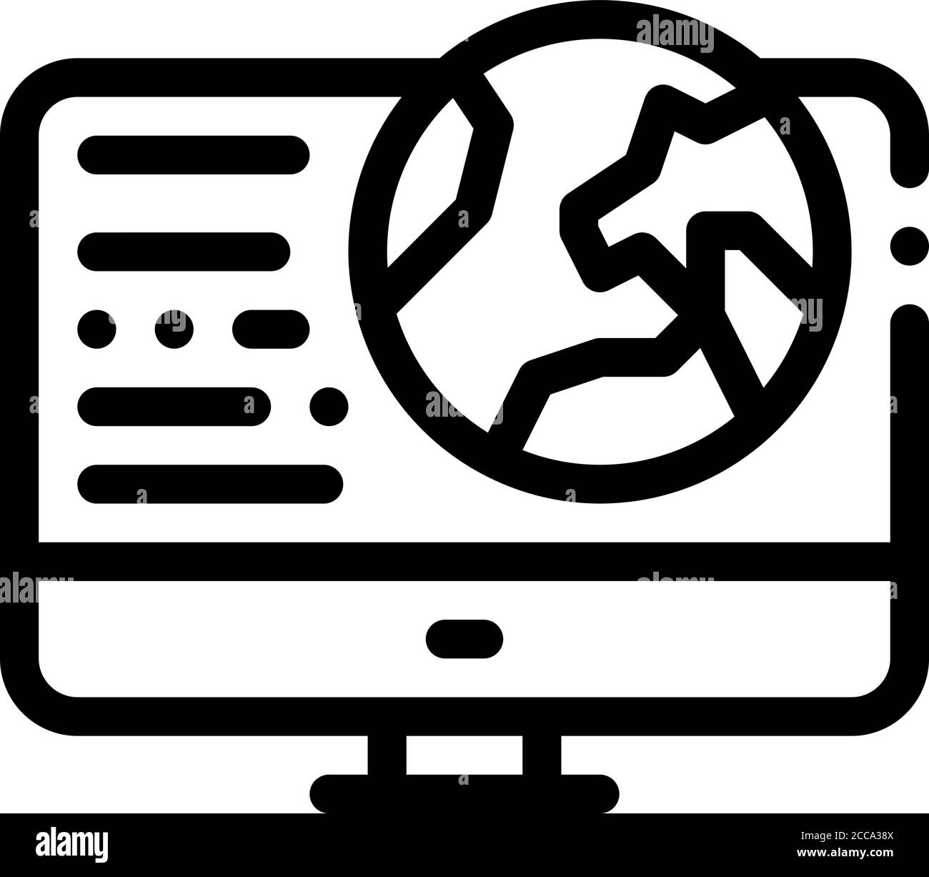 earth on computer screen icon vector outline illustration Stock Vector ...