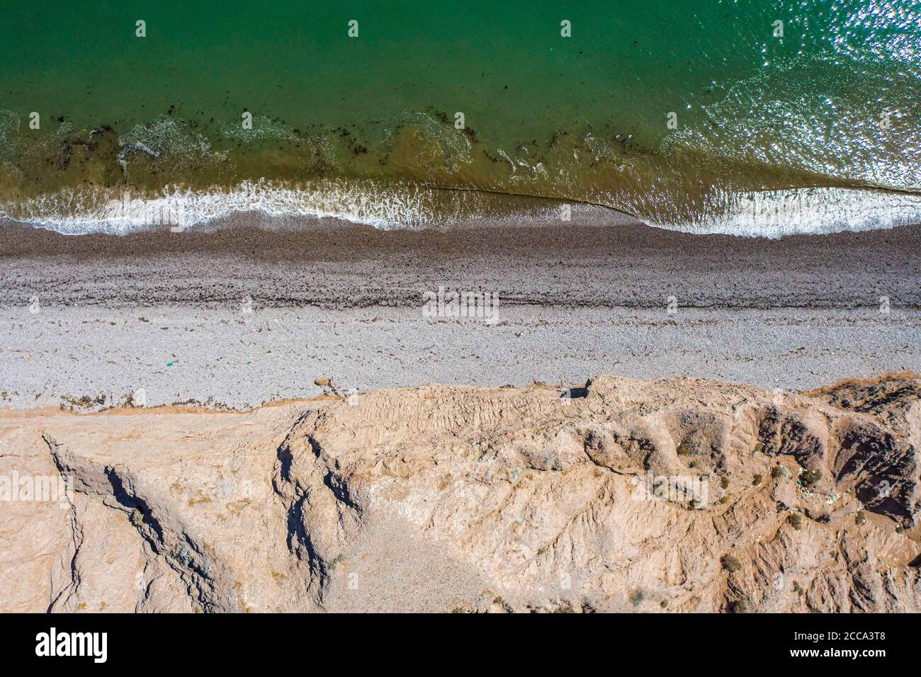 Aerial view of Puerto Lobos beach, Caborca, Mexico, this bay is a town ...