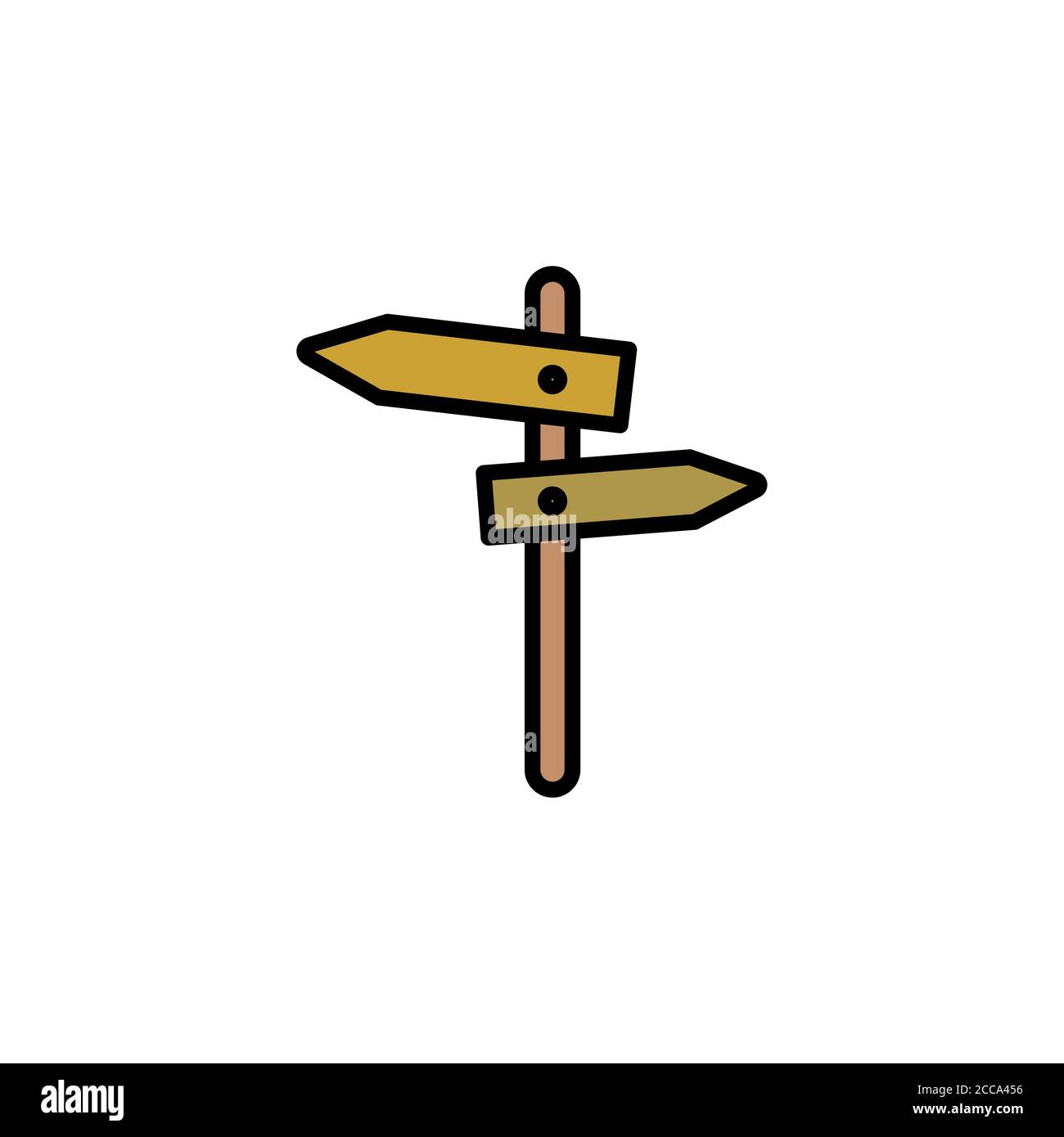 Signpost Pointer Color Icon Thin Line Linear Outline Simple Sign