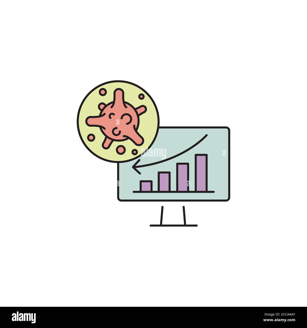 Virus, bacteria and schedule, chart, graph on monitor (board) color ...