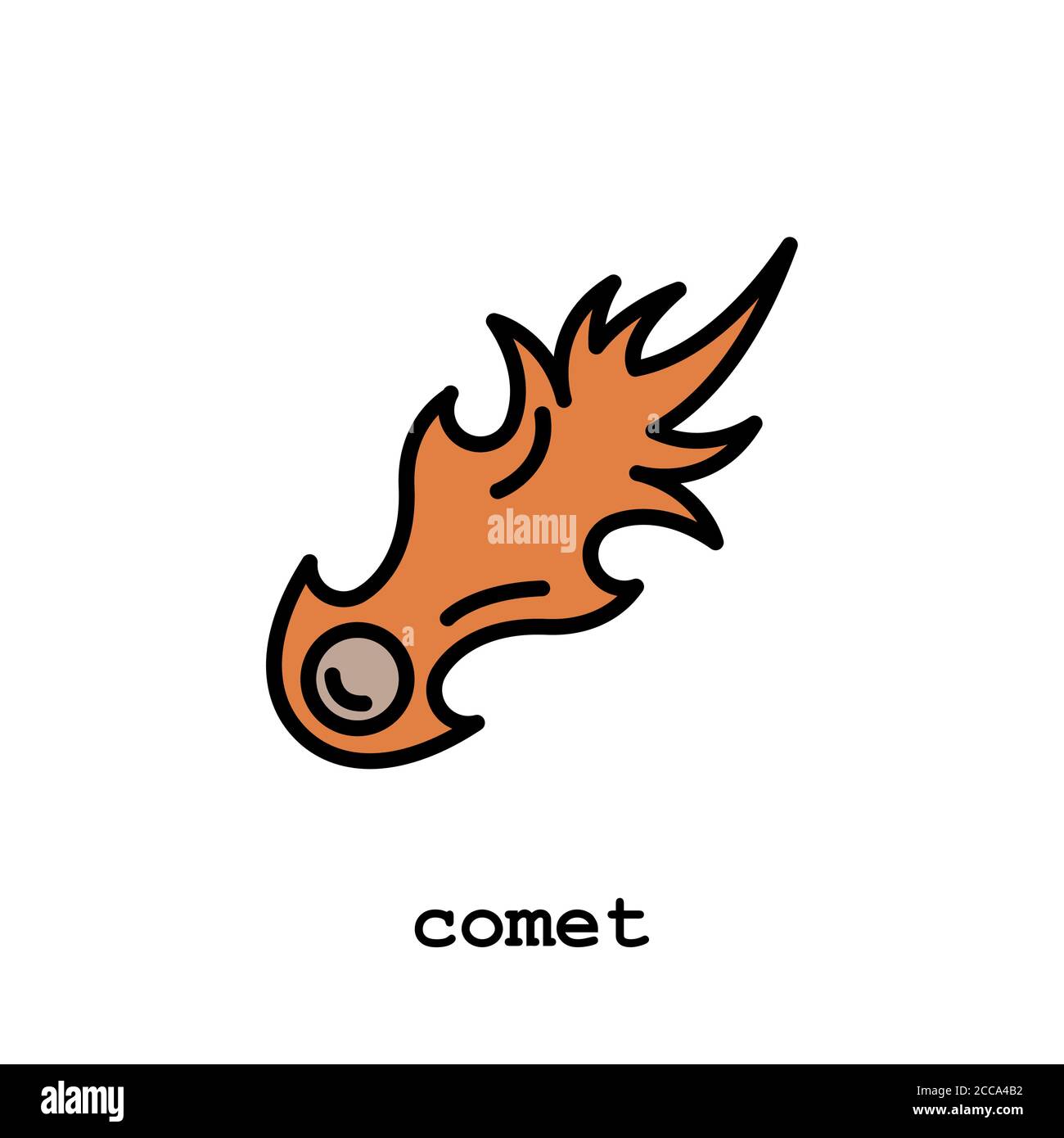 comet, meteor, meteorite color icon thin line, linear, outline vector ...