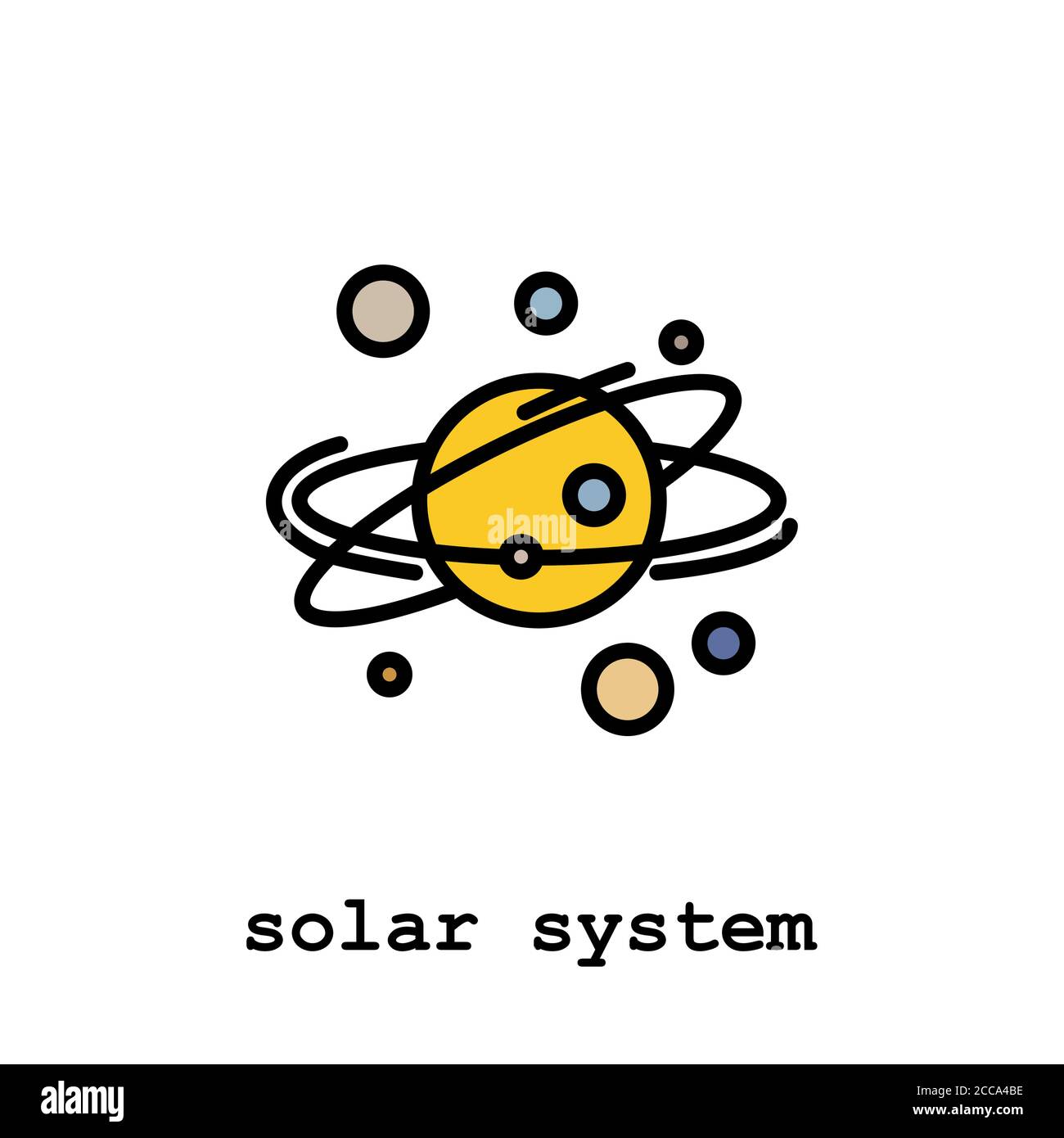 solar system color icon thin line, linear, outline vector. solar system ...