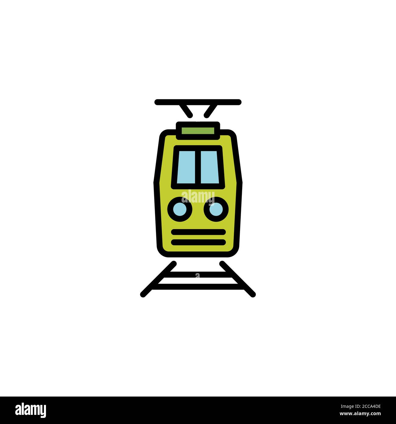 Train color icon thin line, linear, outline front view. Simple sign ...