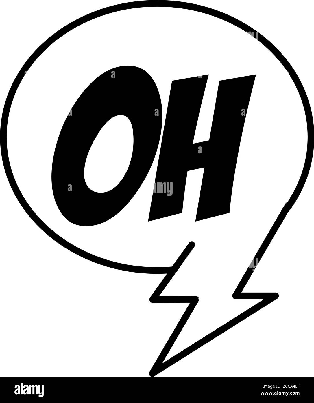 speech bubble with expresion oh word pop art line style vector ...