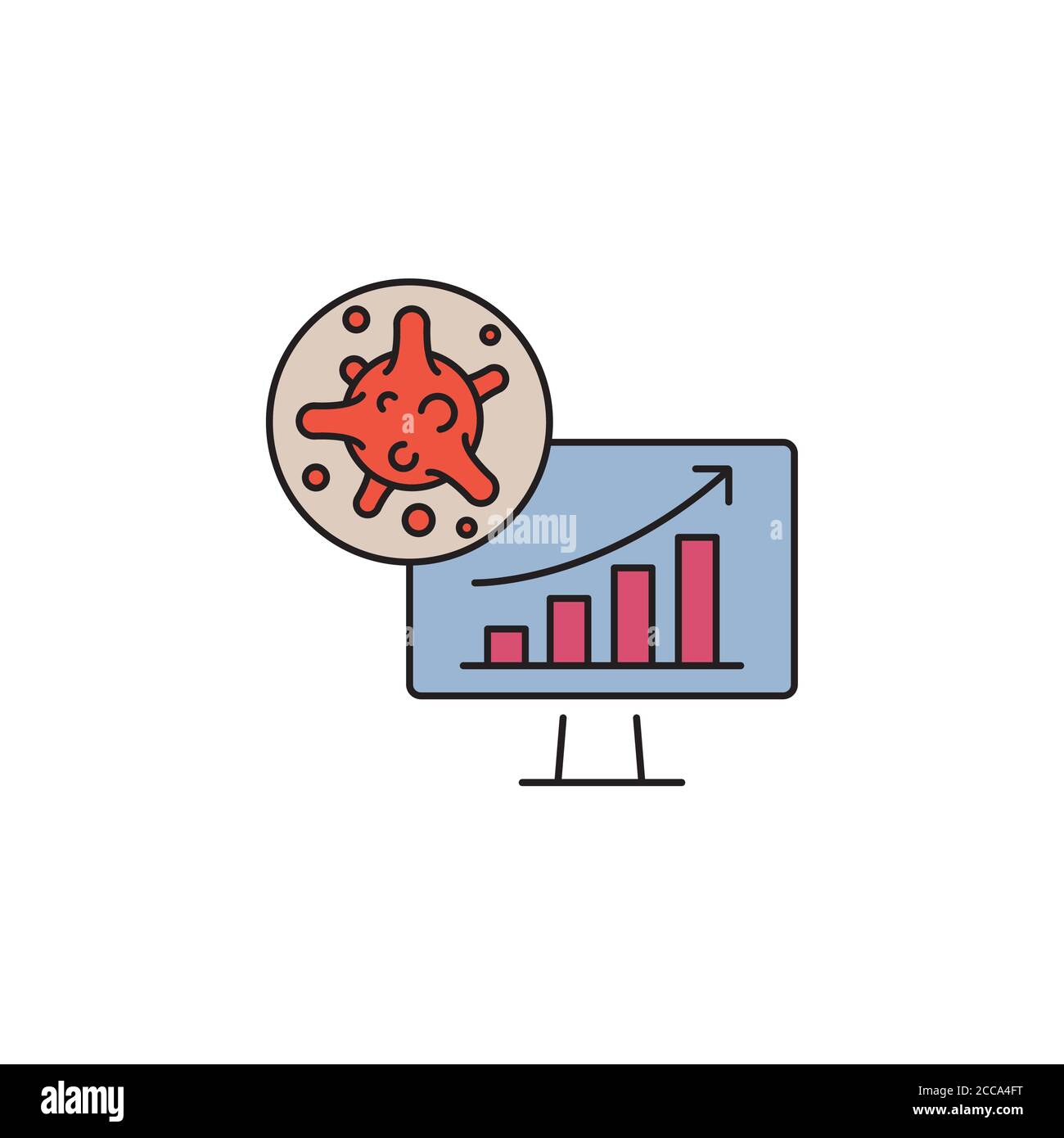 Virus, bacteria and schedule, chart, graph is growing grow on monitor ...