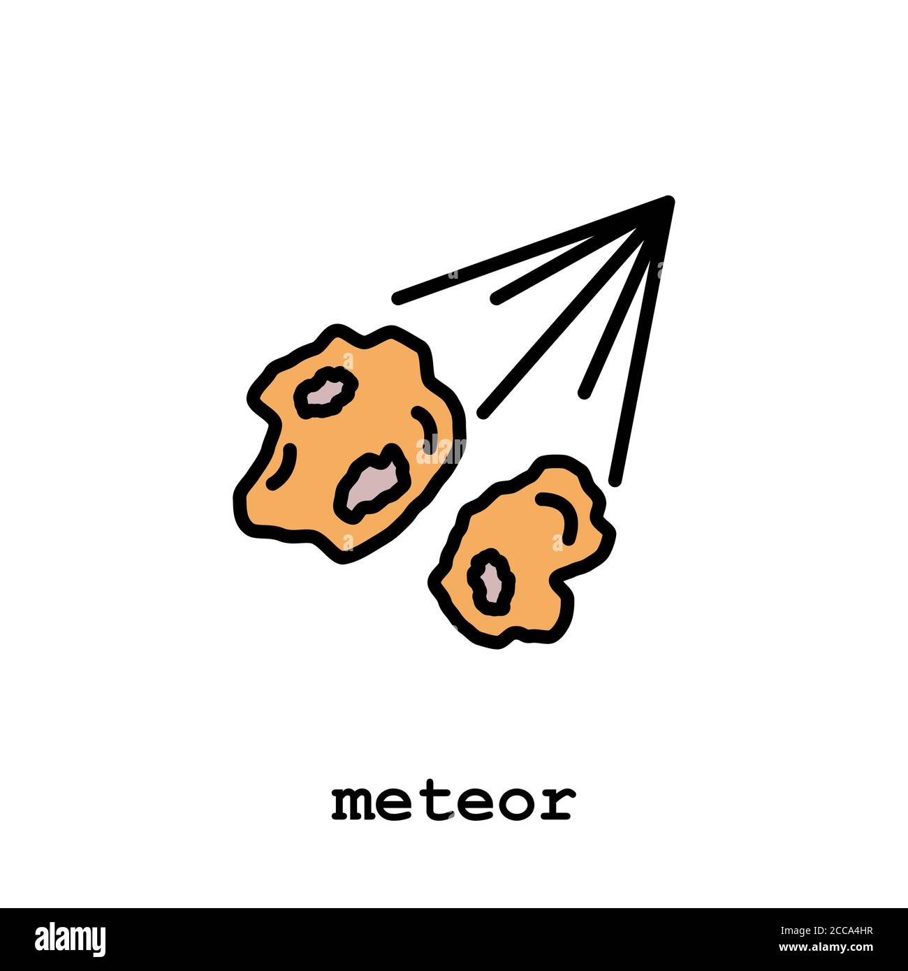 meteorite, comet, meteor color icon thin line, linear, outline vector ...