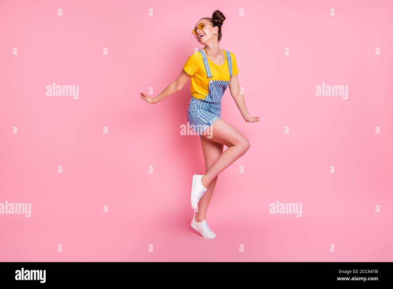 Full length body size view of her she nice attractive pretty cheerful ...