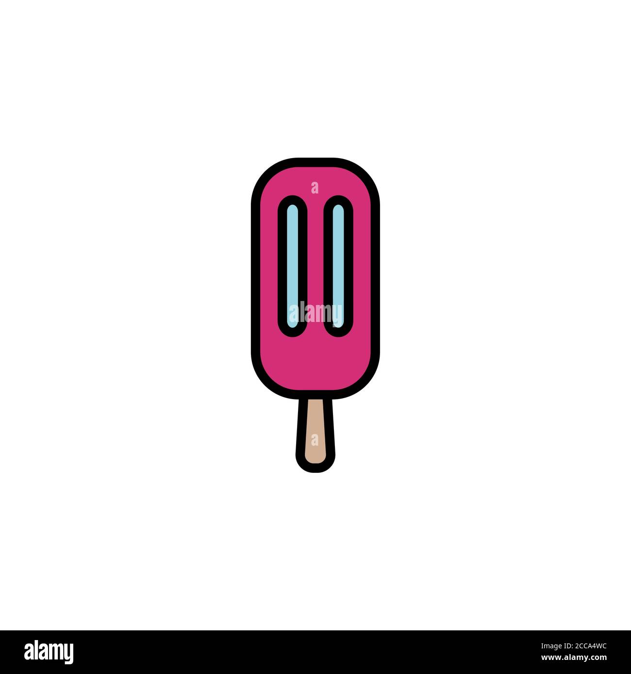 Ice lolly, ice cream color icon thin line, linear, outline. Simple sign ...