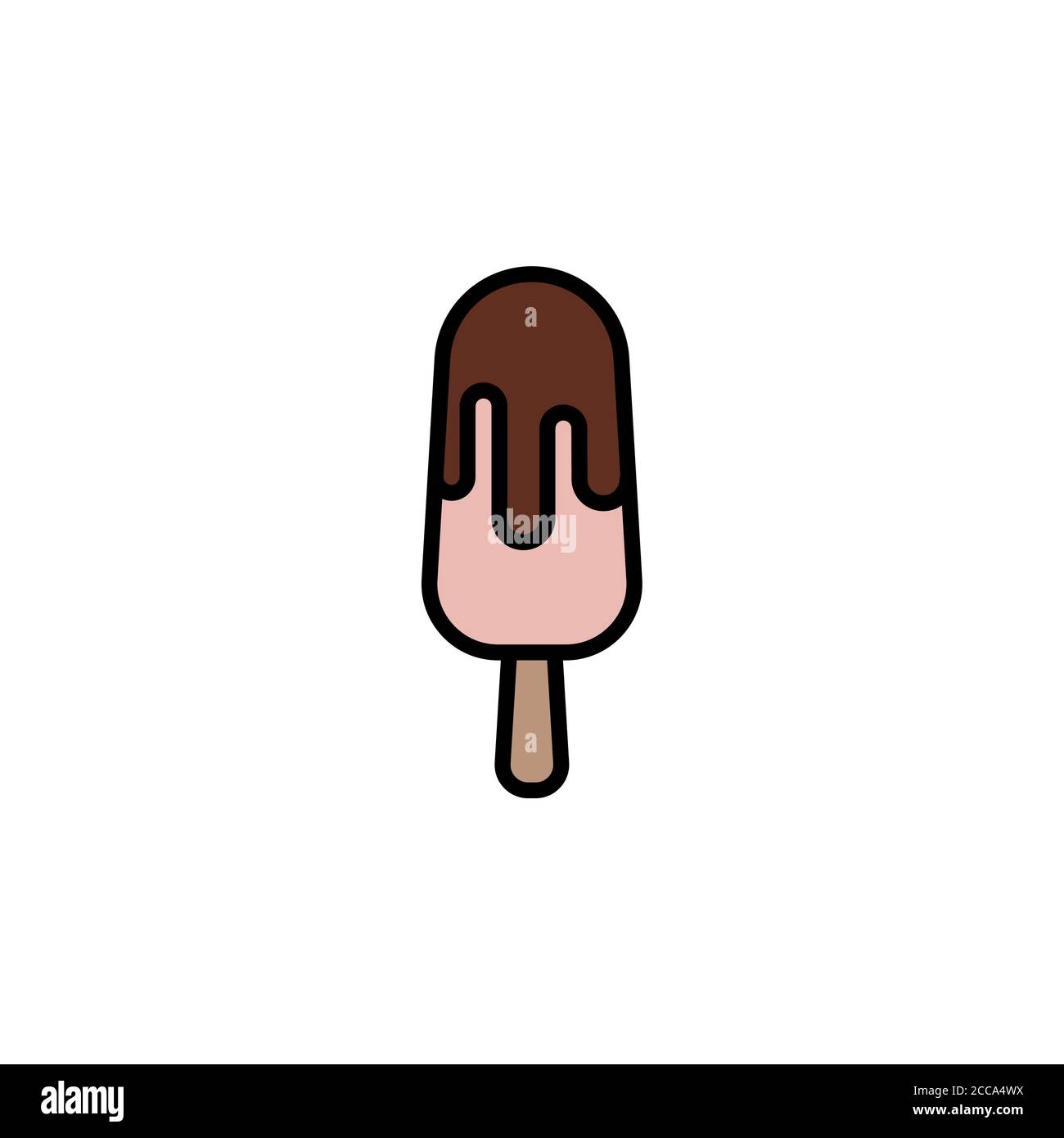 Ice lolly, ice cream color icon thin line, linear, outline. Simple sign ...