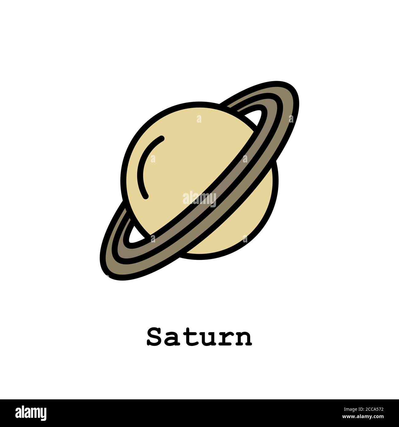 Saturn planet color icon thin line, linear, outline vector. Saturn ...