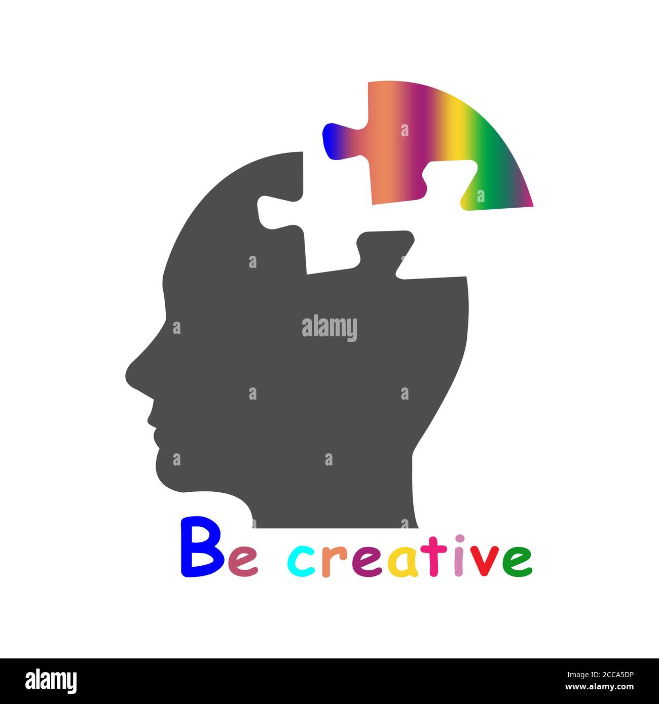 Silhouette of the head of man showing creativity concept. All is on the ...