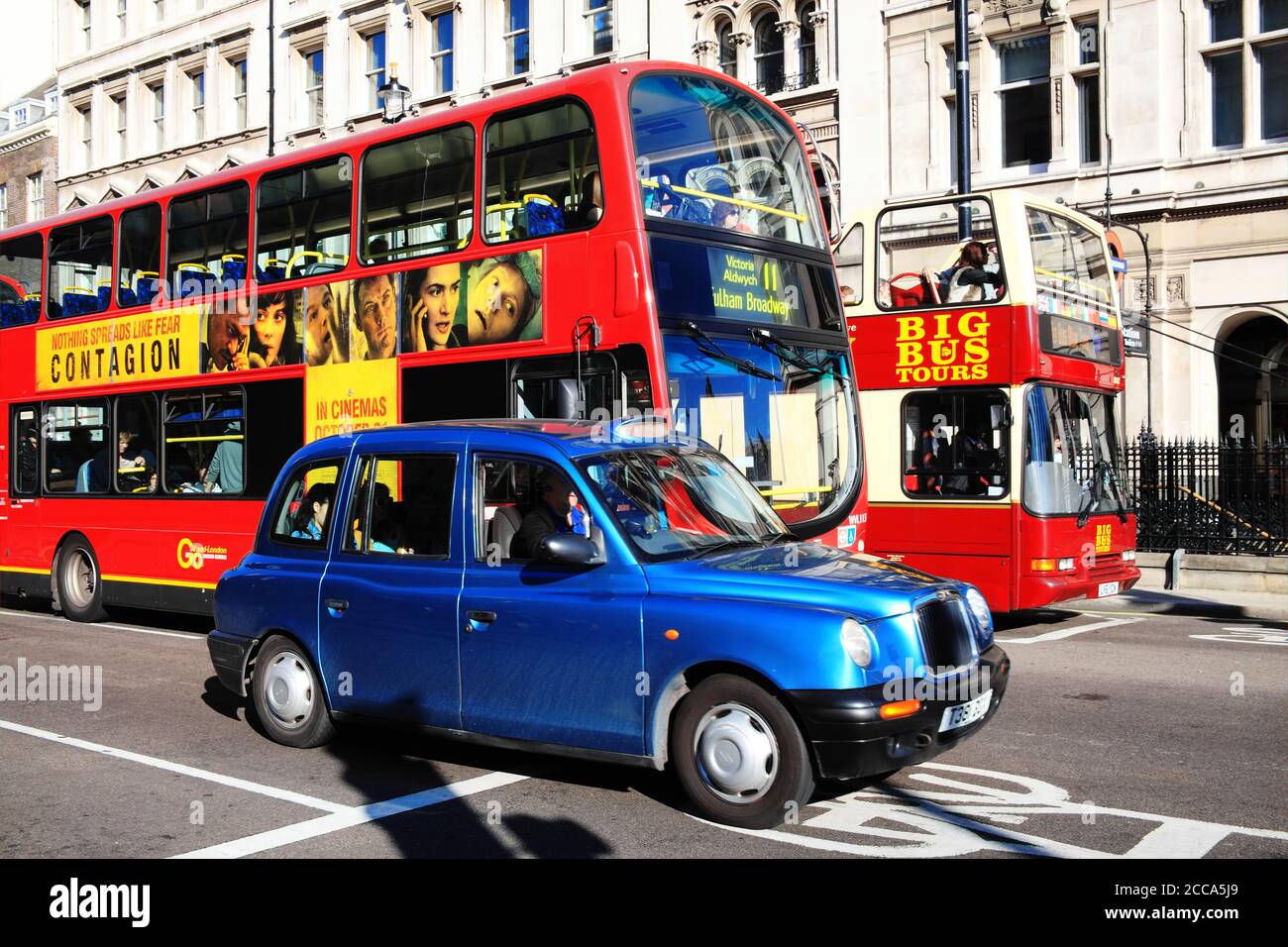 London, UK – October 15, 2011: Public transport in Whitehall ...