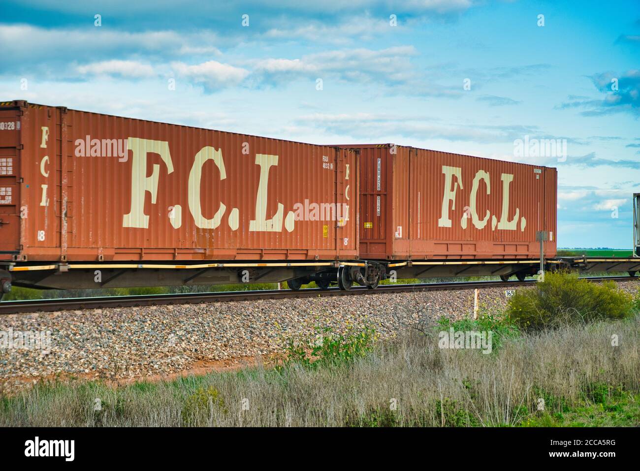 F.C.L Containers transported by the Australian Railway Stock Photo - Alamy