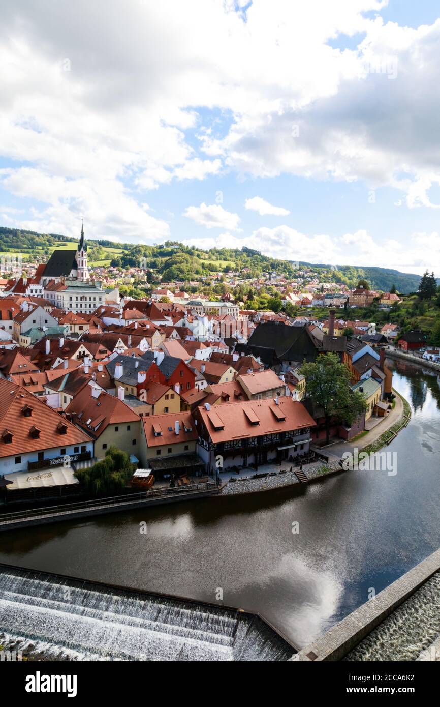 Breathtaking view of Cesky Krumlov city in the South Bohemia region of ...