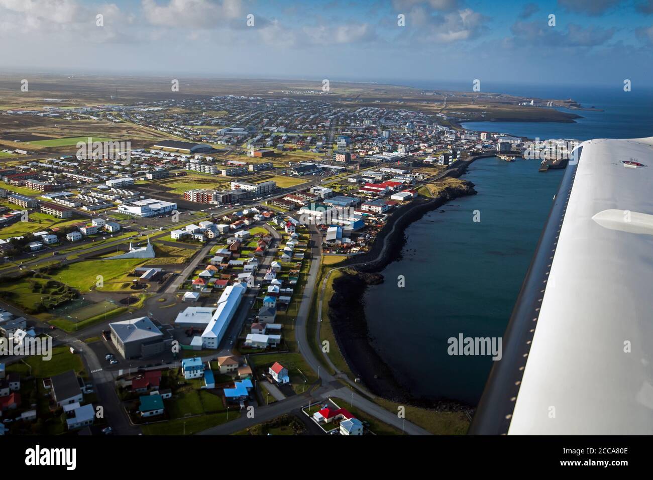 View from the window during landing approach to the airport of ...