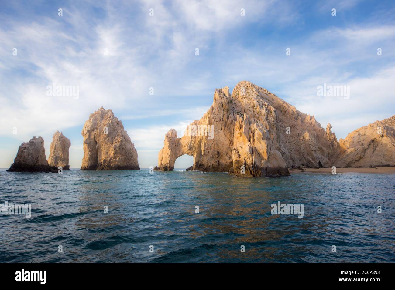 The arch of Cabo San Lucas, is a distinctive rock formation at the ...