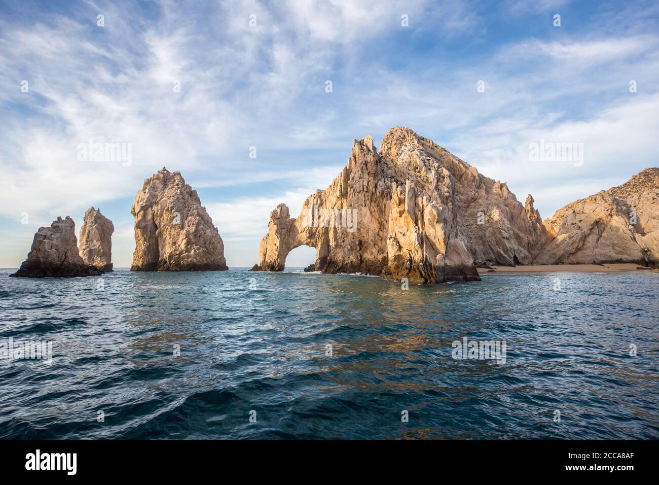The arch of Cabo San Lucas, is a distinctive rock formation at the ...