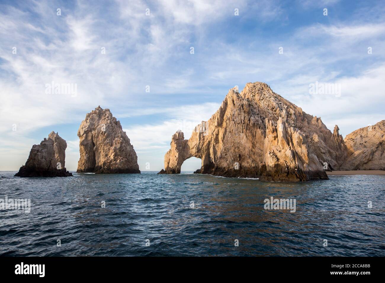 The arch of Cabo San Lucas, is a distinctive rock formation at the ...