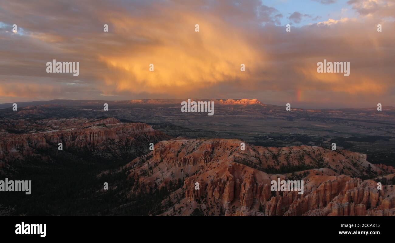 Rare photo of a double rainbow after a thunderstorm at sunset in Bryce ...