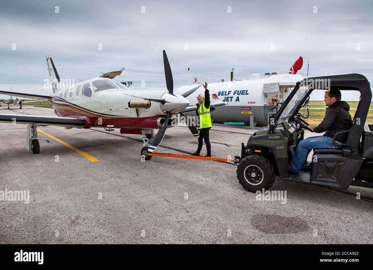 Ferry pilot Margrit Budert Walz has the plane refuelled at the airport ...