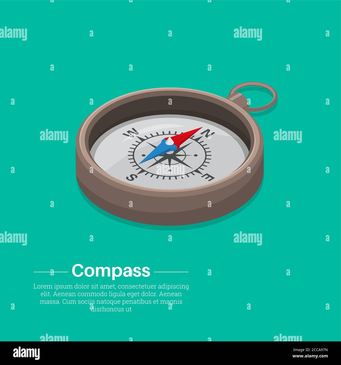 Isometric compass. Device of orientation to areas. Concept of travel and tourism.3D. An element ...
