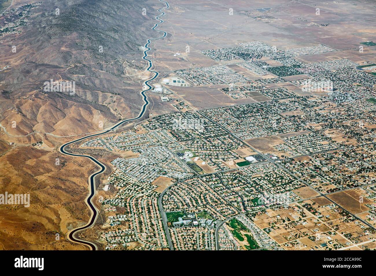View from the window on Lancaster California desert, during the ferry ...